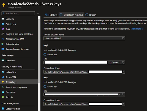 Configuración de Cloud Cache en Azure Page Blobs